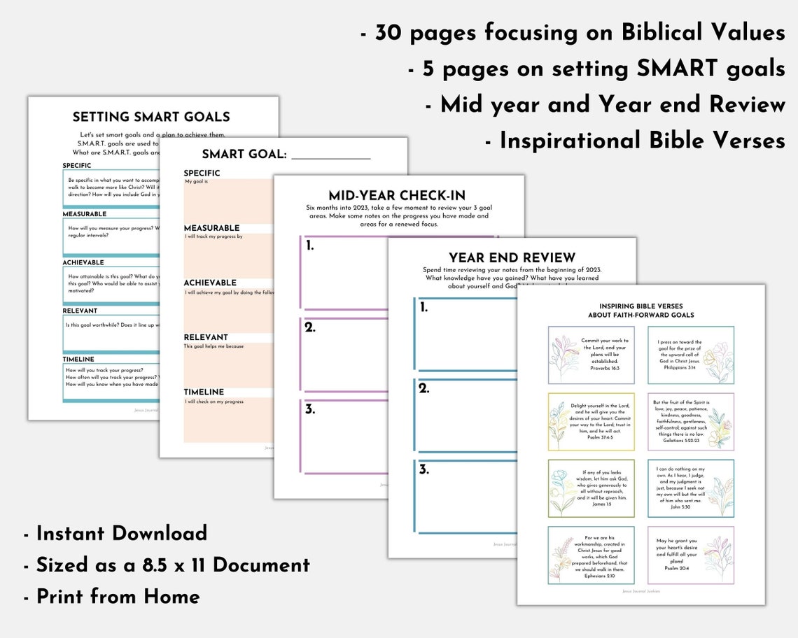 Christian Goal Workbook, Christian Resolution, Word of the Year, Christ Centered Goal Setting ...