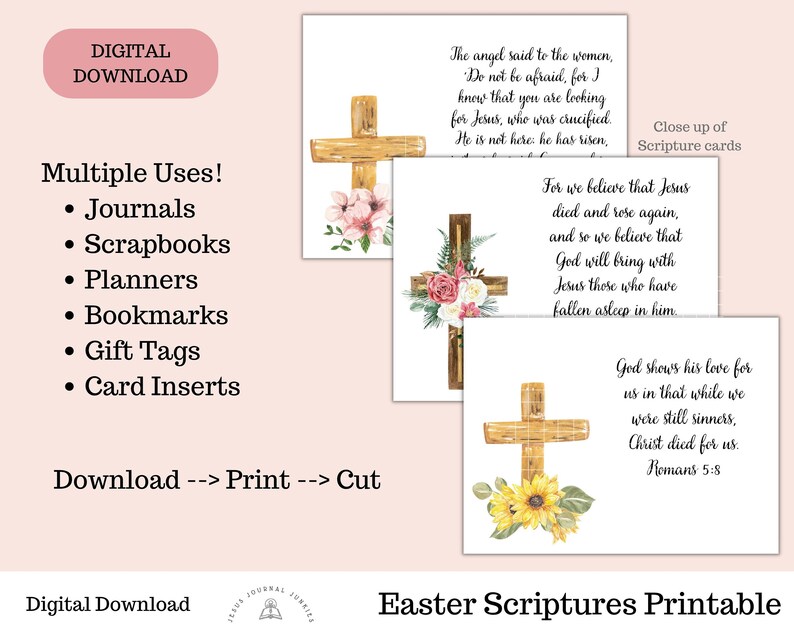 Easter Bible Verse Cards, Christian Scripture Cards, Bible Bookmarks ...