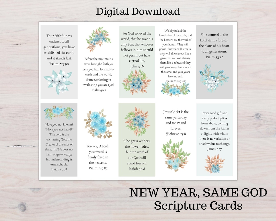 New Year Scripture Card, Scripture Memory Card, Bible Verse Card ...