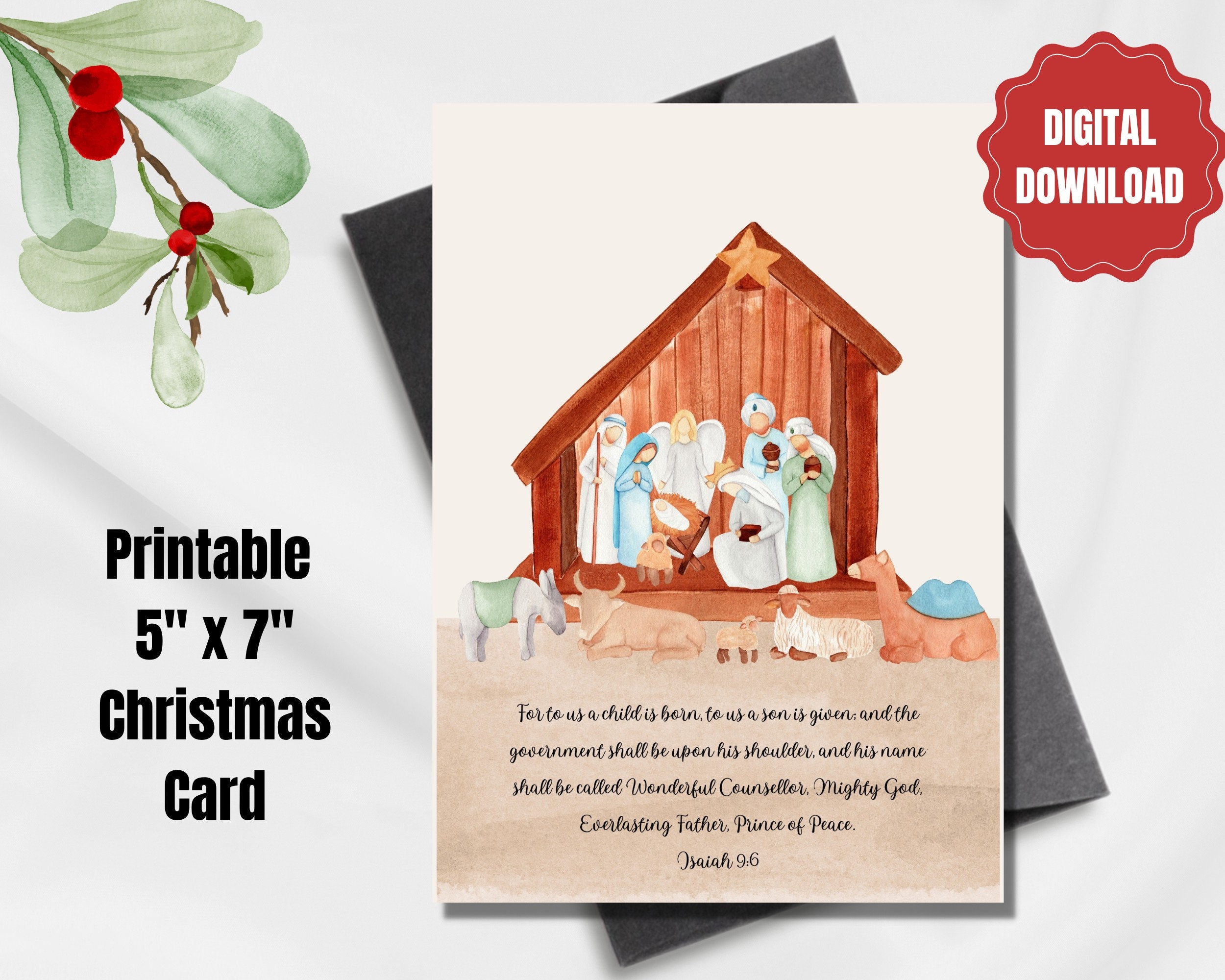 Printable Christmas Card, Christmas Printable Card, Printable Christian ...