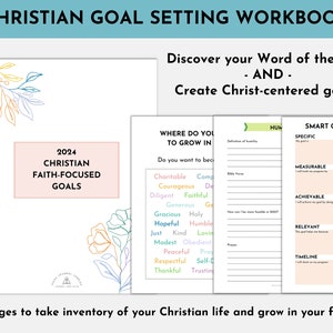 Christian Goal Workbook, Christian Resolution, Word of the Year, Christ Centered Goal Setting ...