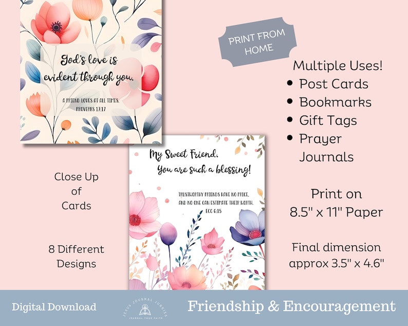 Encouragement Card, Friendship Scripture Card, Love Bible Verse ...