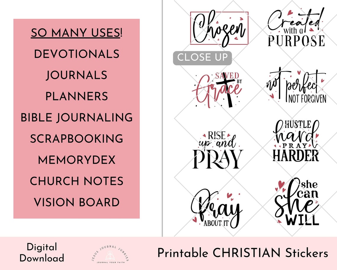 Christian Sticker, Christian Printable, Bible Journal Printable, Faith ...