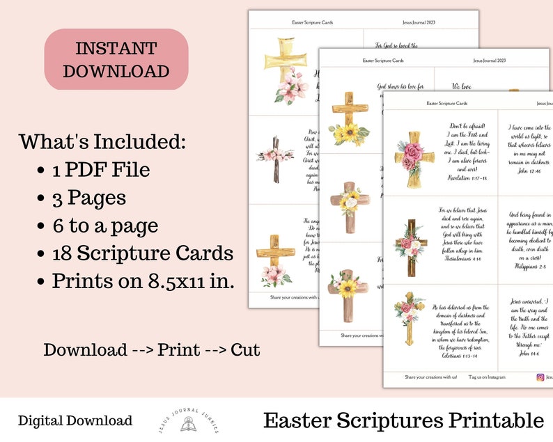 Easter Bible Verse Cards, Christian Scripture Cards, Bible Bookmarks ...
