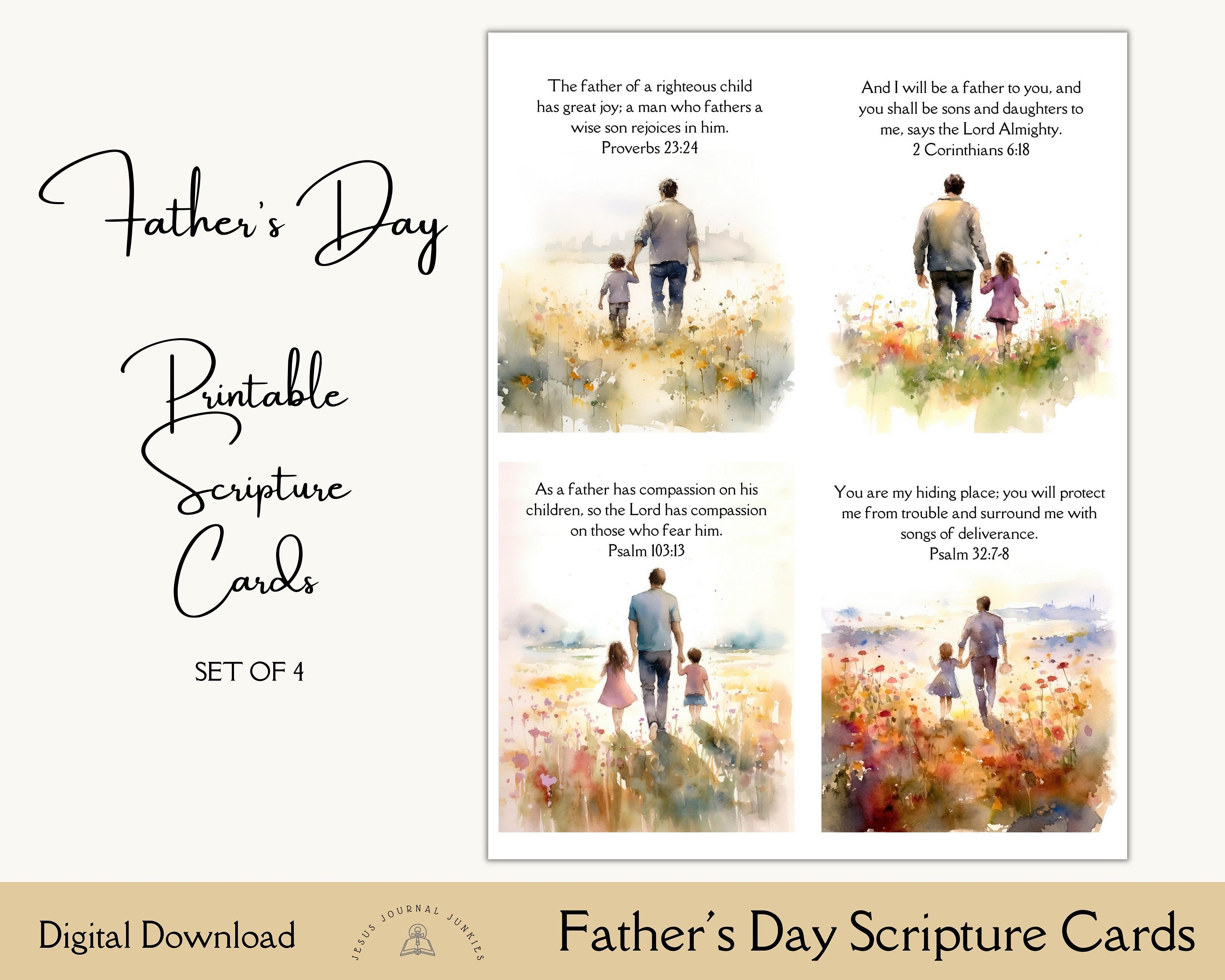 Fathers Day Printable Scripture Cards, Dad Father's Day Bible Verse ...