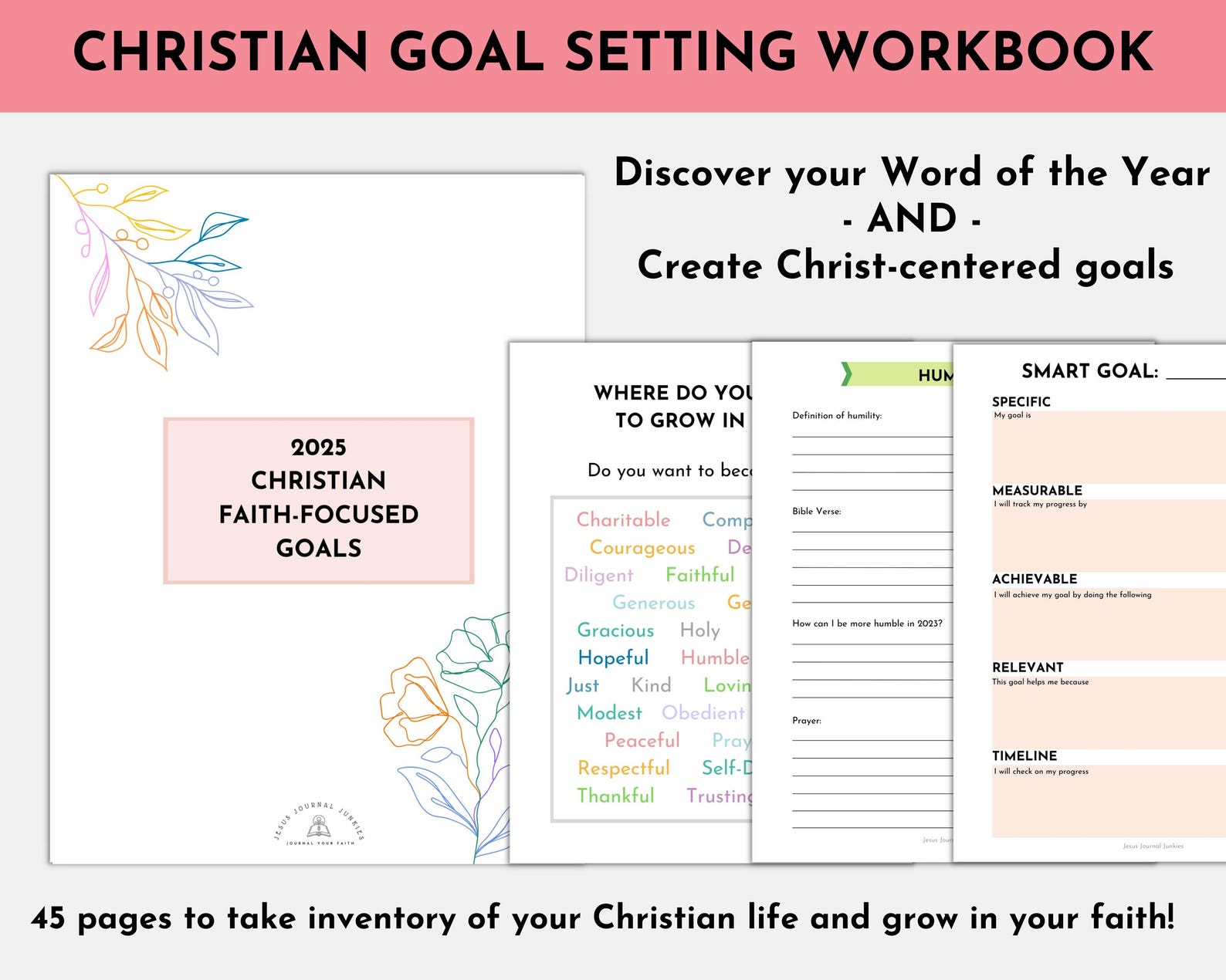 Christian Goal Workbook, Christian Resolution, Word of the Year, Christ ...