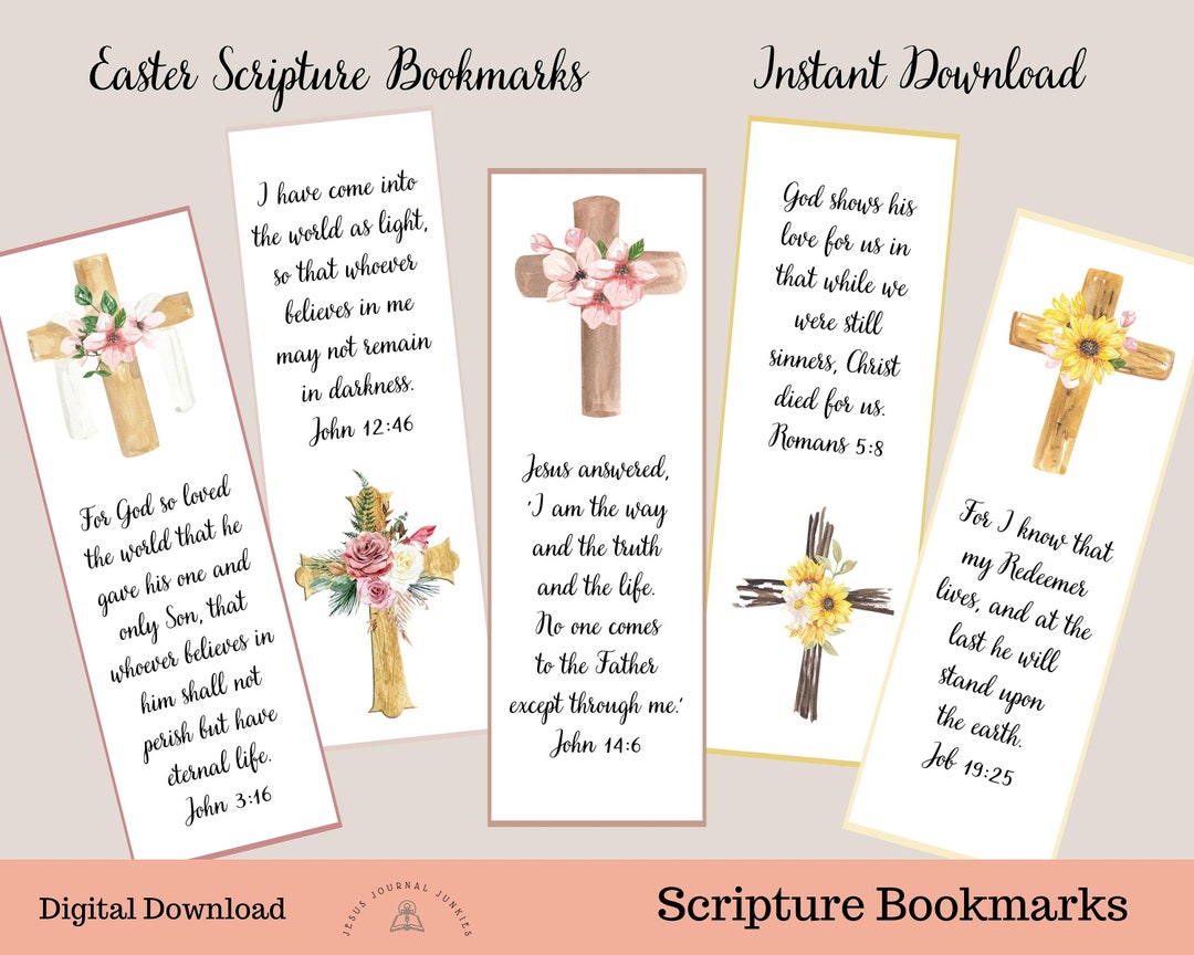 Easter Scripture Bookmark/printable Bible Verse Bookmark Set/easter ...