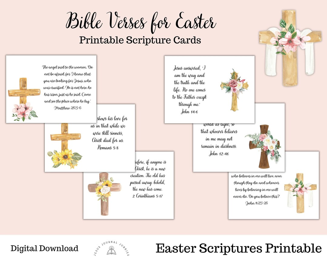 Easter Bible Verse Cards, Christian Scripture Cards, Bible Bookmarks ...