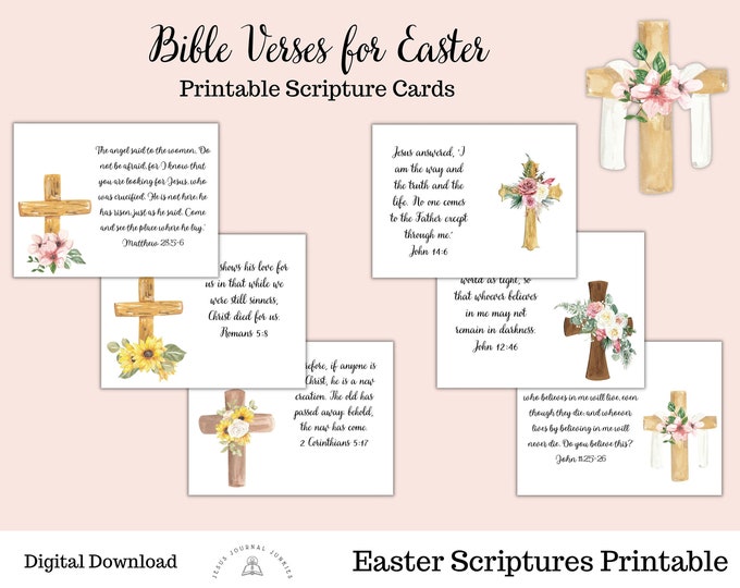Easter Bible Verse Cards, Christian Scripture Cards, Bible Bookmarks ...