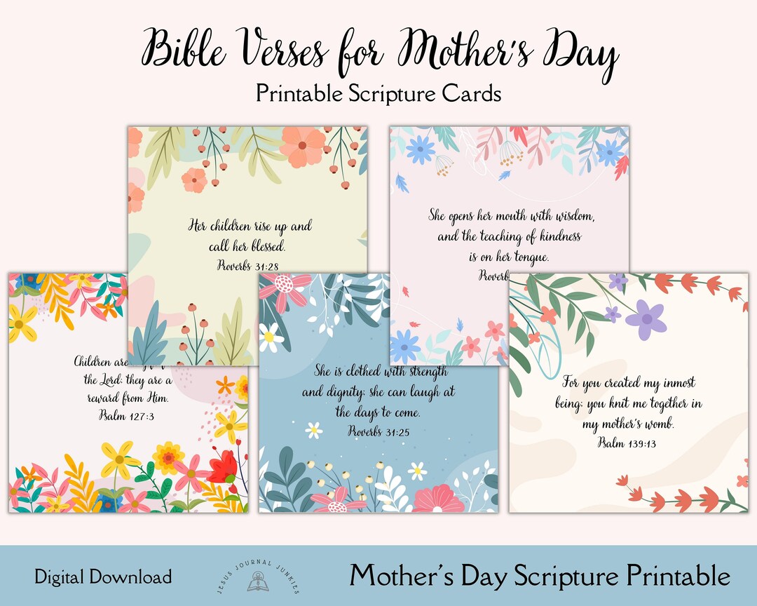 Mother's Day Bible Verse Cards, Christian Woman, Gift for Mom, Bible ...