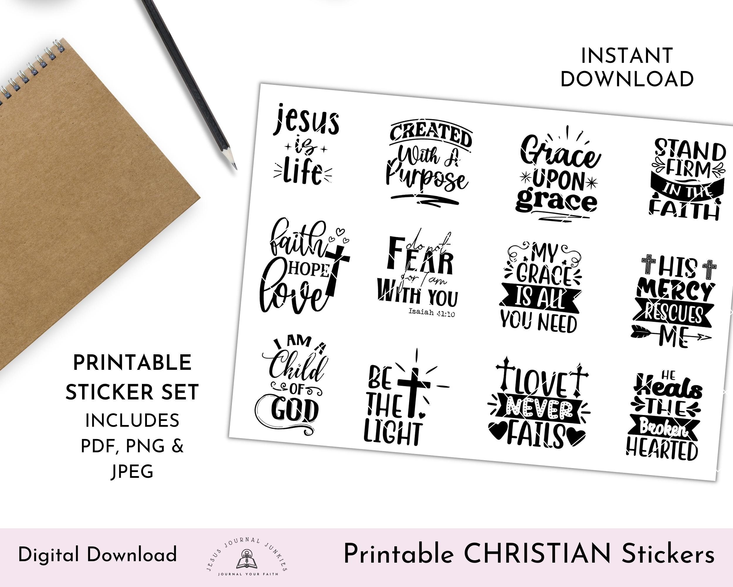 Christian Printable Stickers, Bible Journal Printable, Faith Printable ...