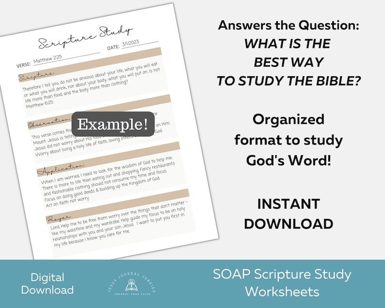 SOAP Scripture Study Template, Bible Study Printable, Bible Journaling ...
