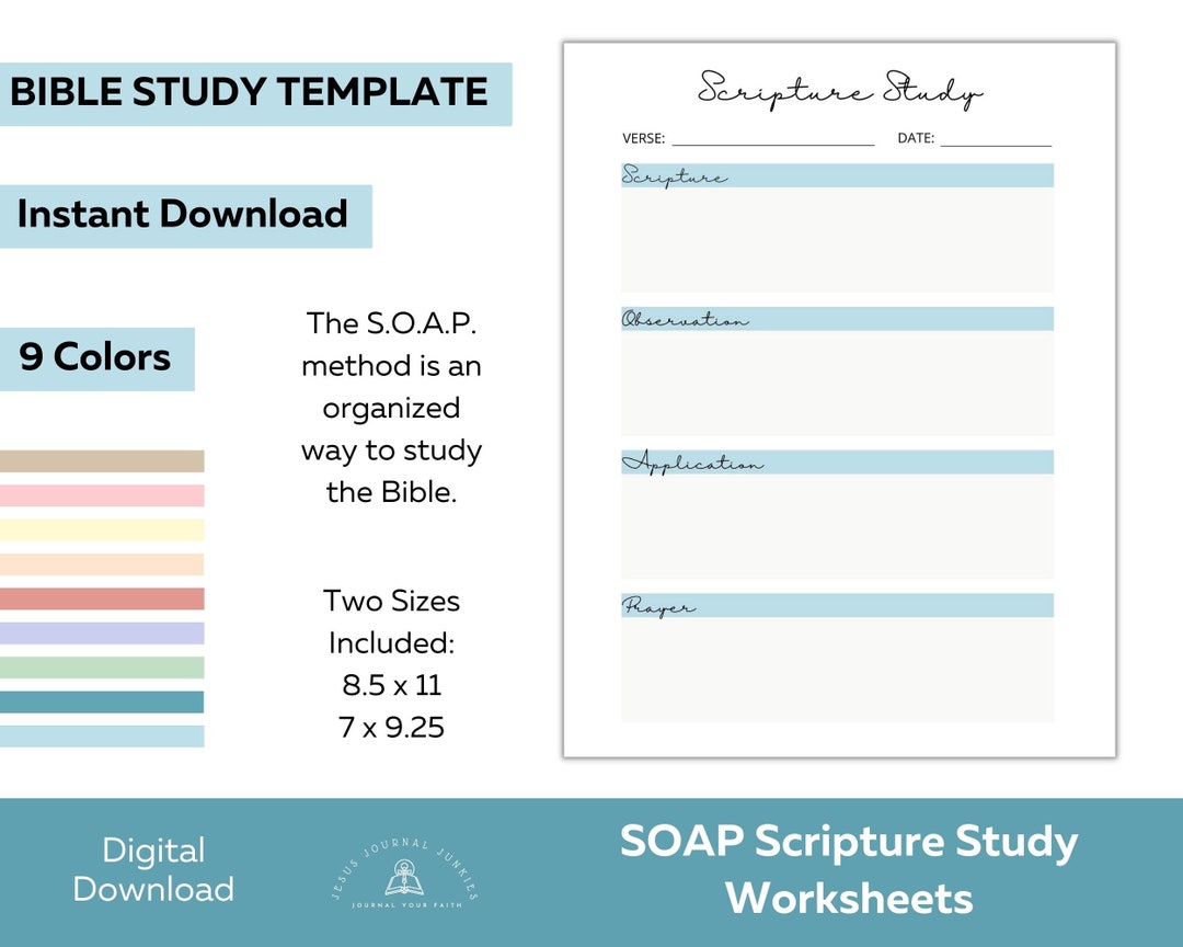 SOAP Scripture Study Template, Bible Study Printable, Bible Journaling ...