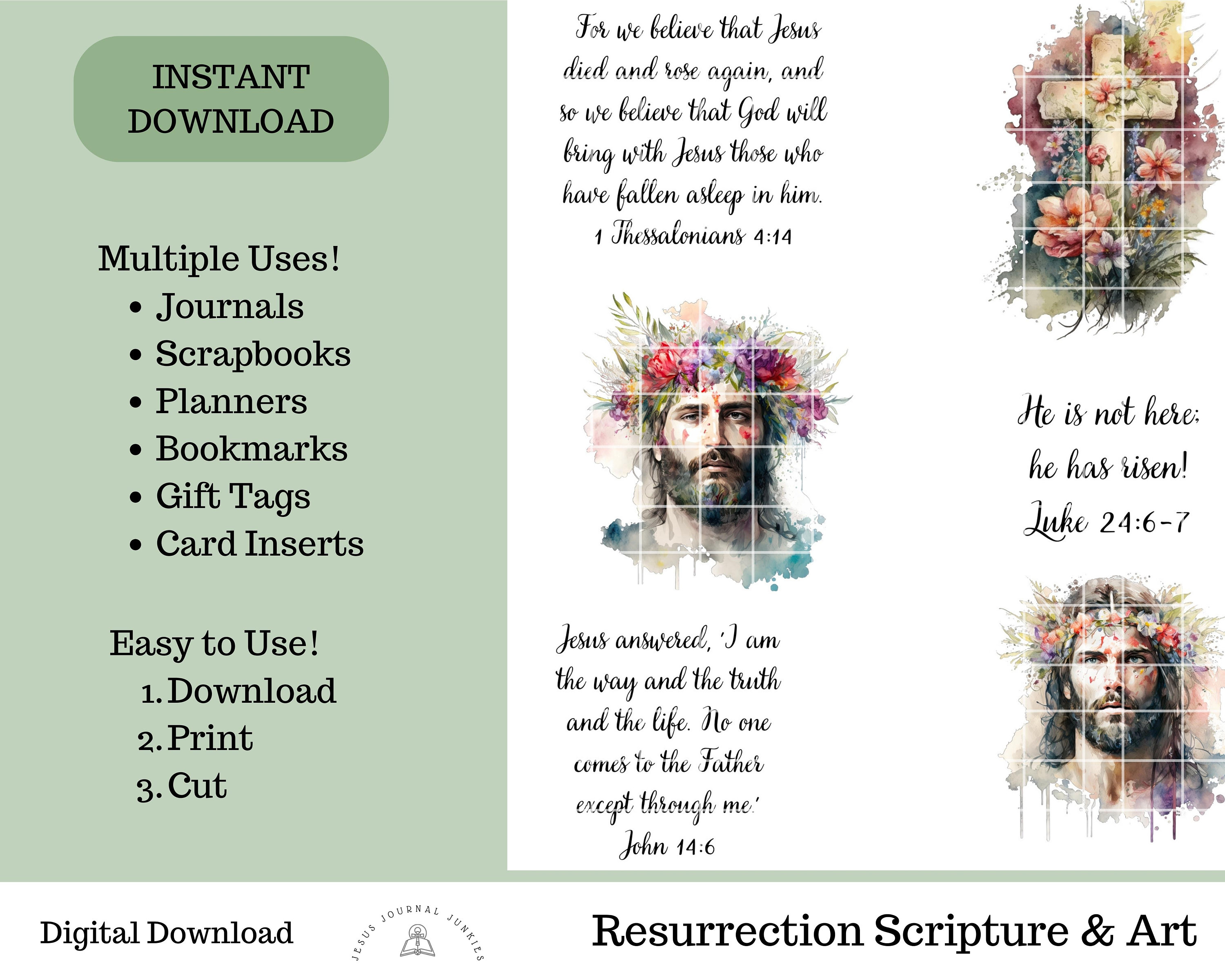 Resurrection Scripture Printable, Bible Journaling, Easter Quotes ...