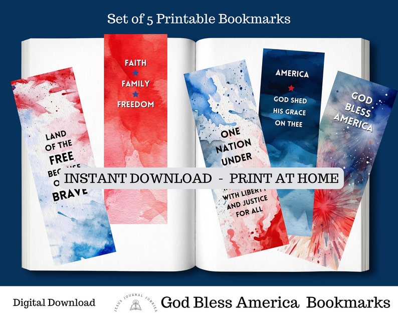 God Bless America Bookmarks 4th of July Stars & Stripes - Etsy