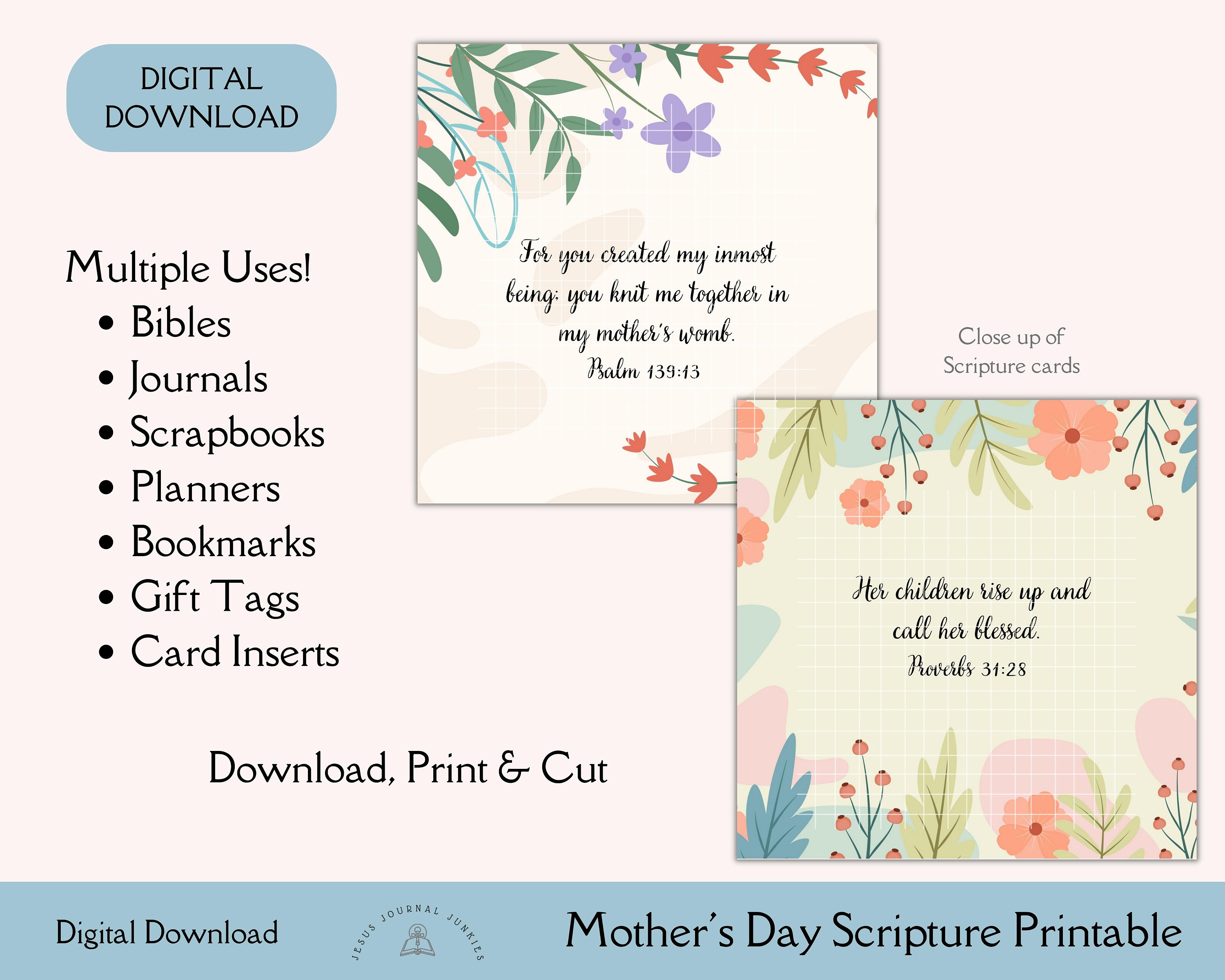 Mother's Day Bible Verse Cards, Christian Woman, Gift for Mom, Bible ...