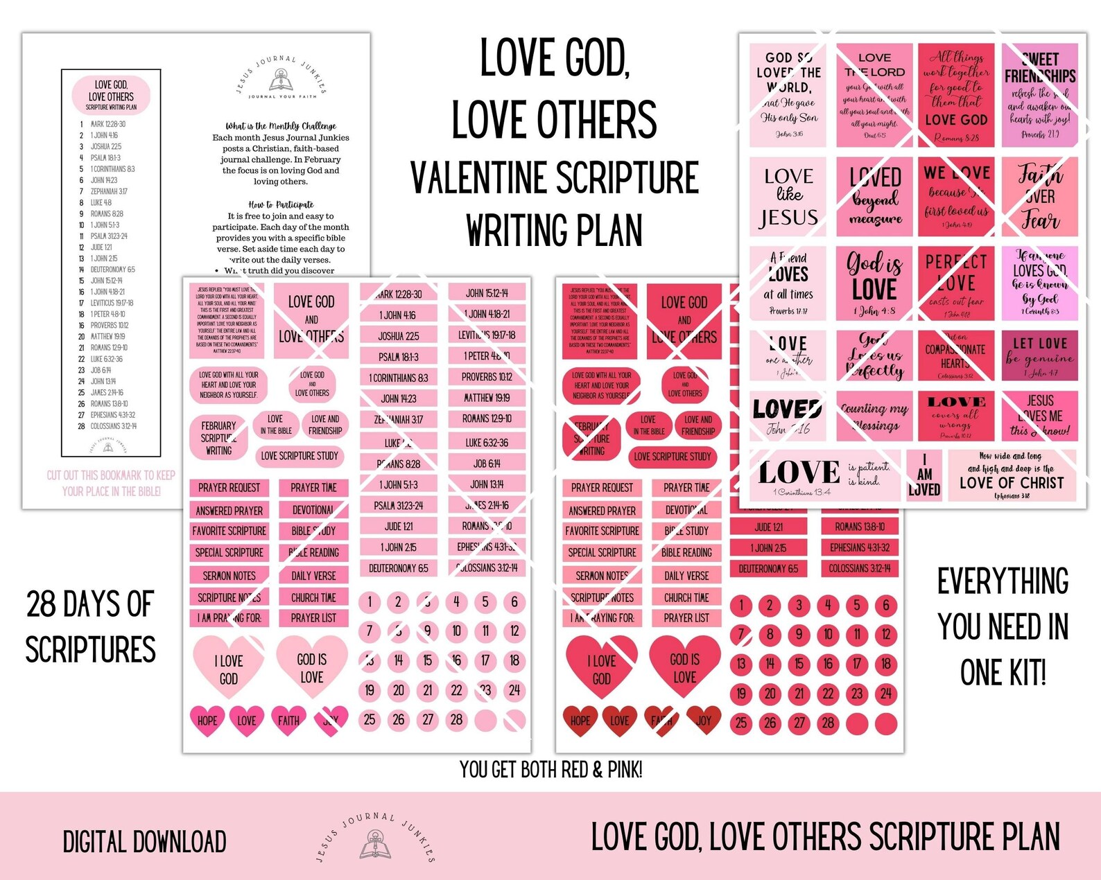 Love God Scripture Writing Plan/bible Journaling Printable Devotion Kit ...