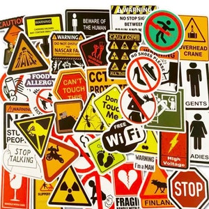 Warning Signs Stickers 50pcs - Etsy