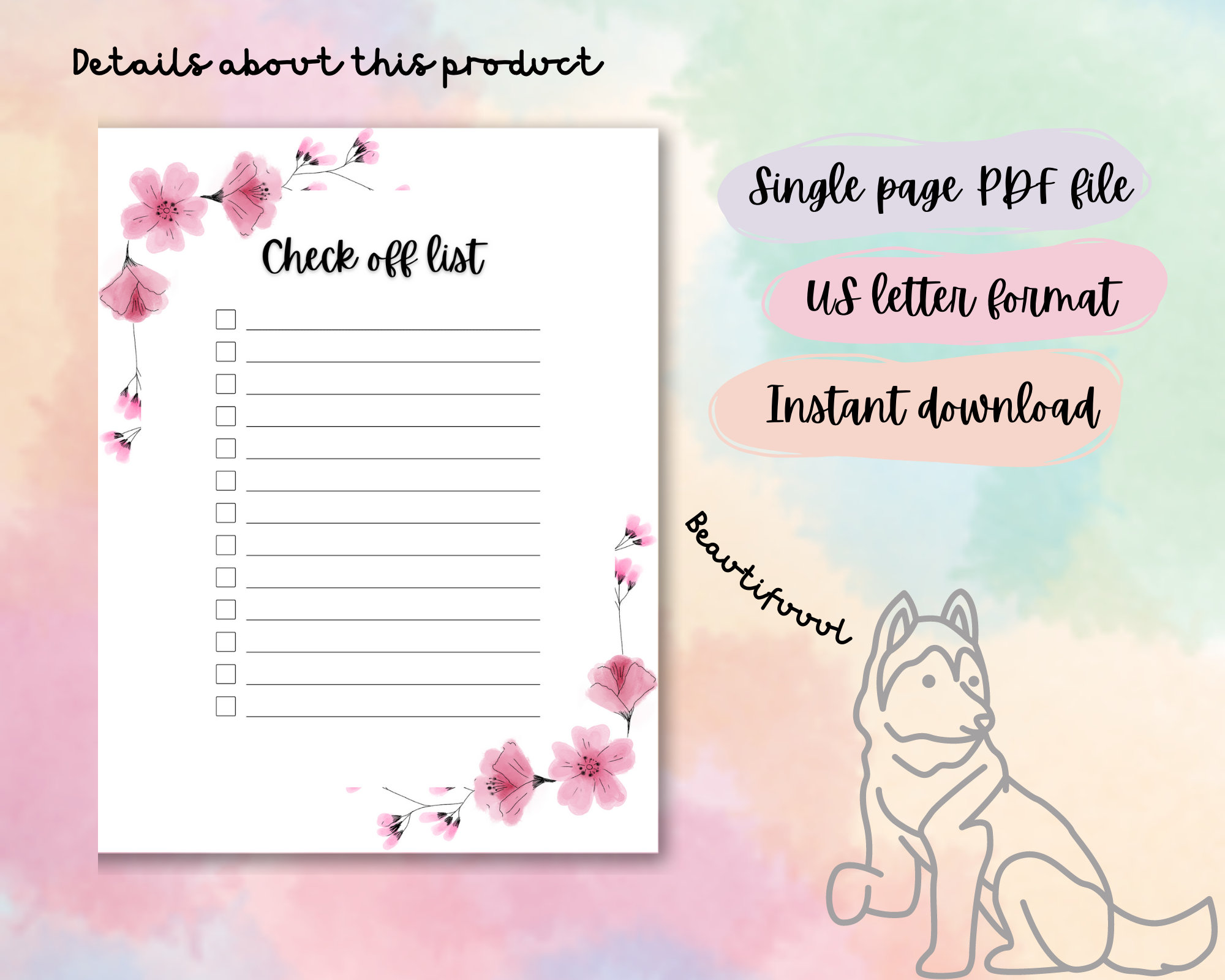 Checklist Check off List Write in List Printable List - Etsy