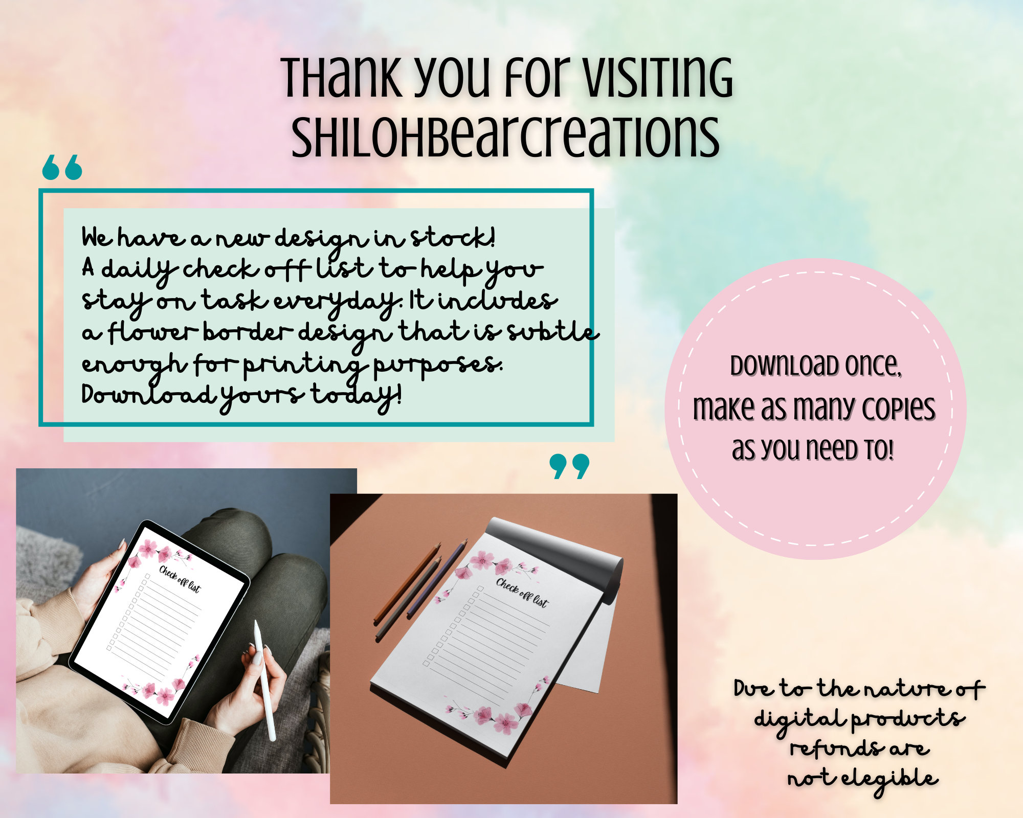 Checklist Check off List Write in List Printable List - Etsy