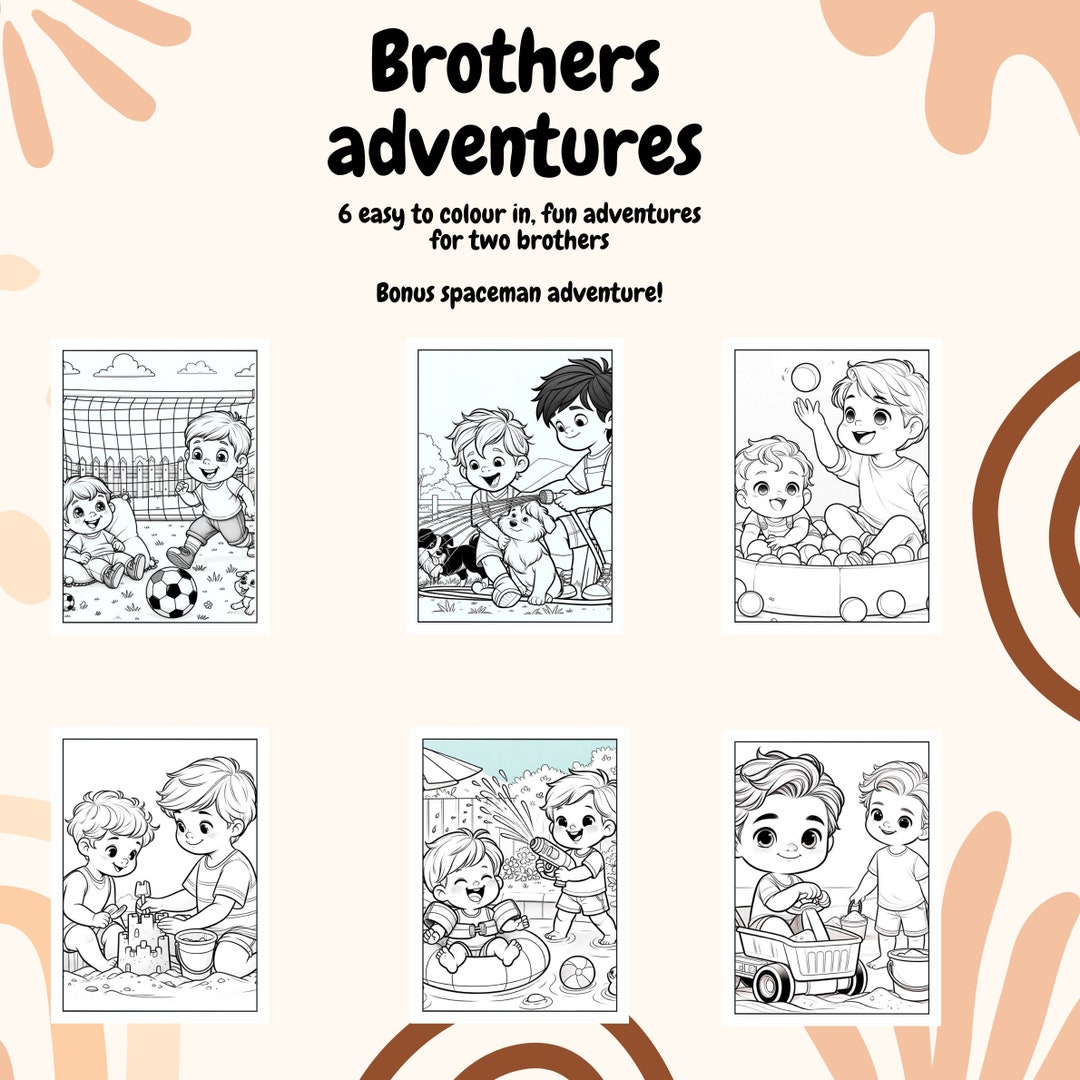 Brothers' Adventure Coloring Pages - Digital Download - Fun Cartoon ...