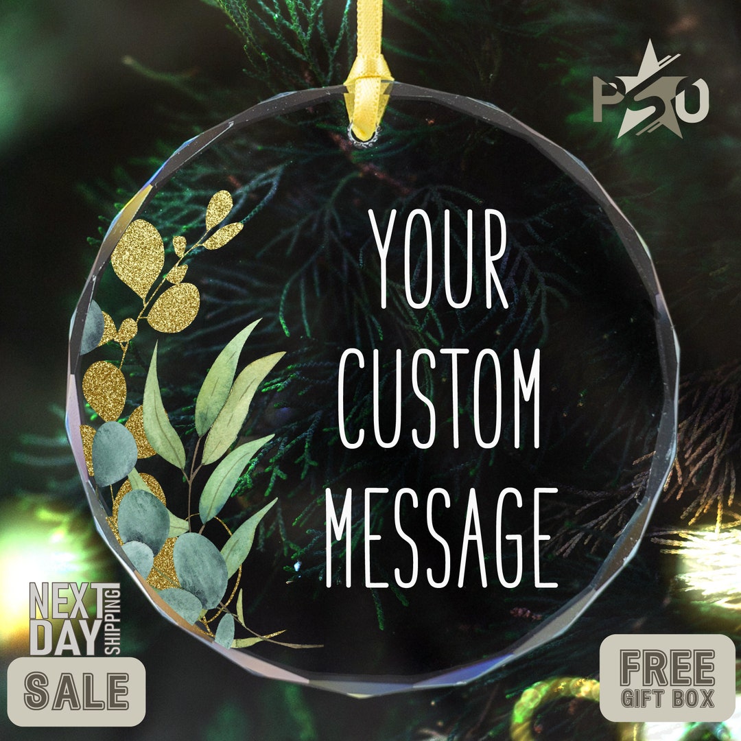 Custom Text Ornament Round Glass and Ceramic Personalized Message ...