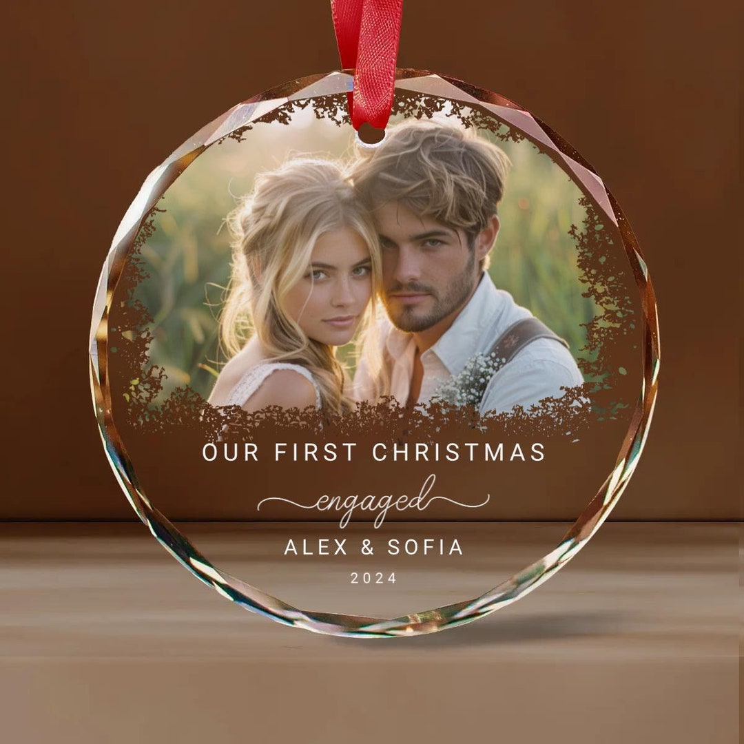 Personalized Our First Christmas Engaged Ornament Custom Photo Ornament ...