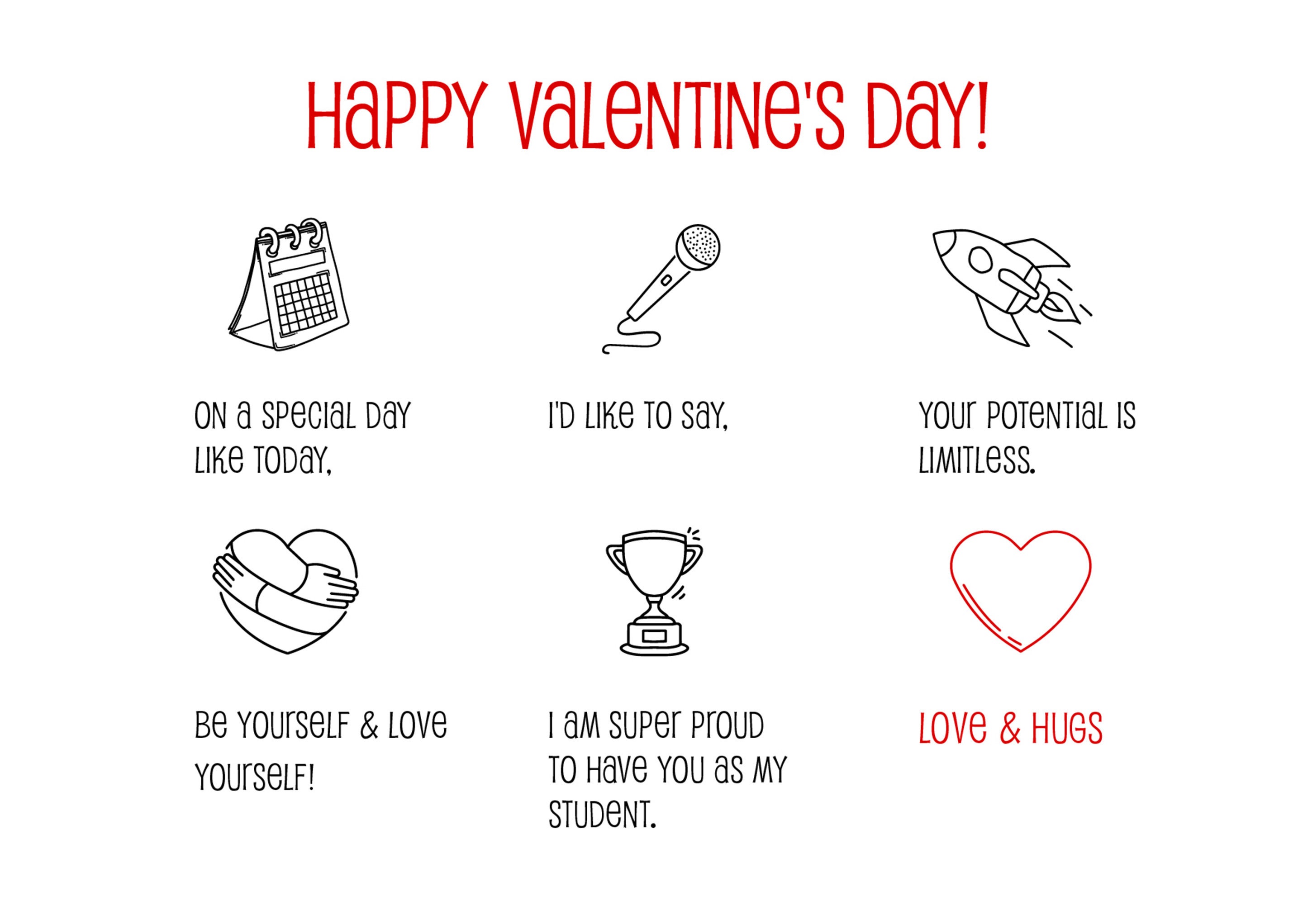Valentine's Day Editable & Printable Teacher to Student Card ...