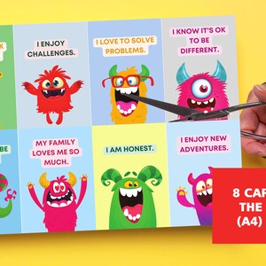 Printable Affirmation Cards for Kids | 32 Cute Monsters Themed Cards ...