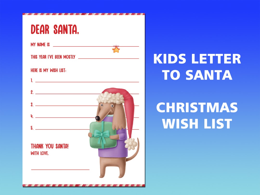 Kids Letter to Santa Printable Christmas Wish List for Kids Christmas ...