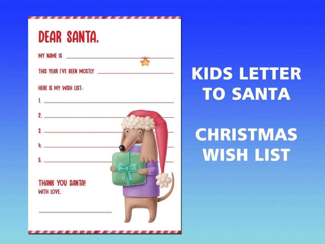 Kids Letter to Santa | Printable Christmas Wish List for Kids ...