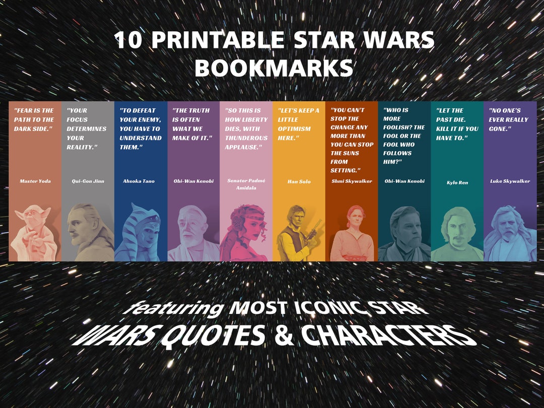Printable Set of Star Wars Movies Bookmarks Great Gift for Readers and ...