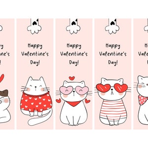 14 Cute Cats Valentine's Day Bookmarks | Printable Digital Editable ...