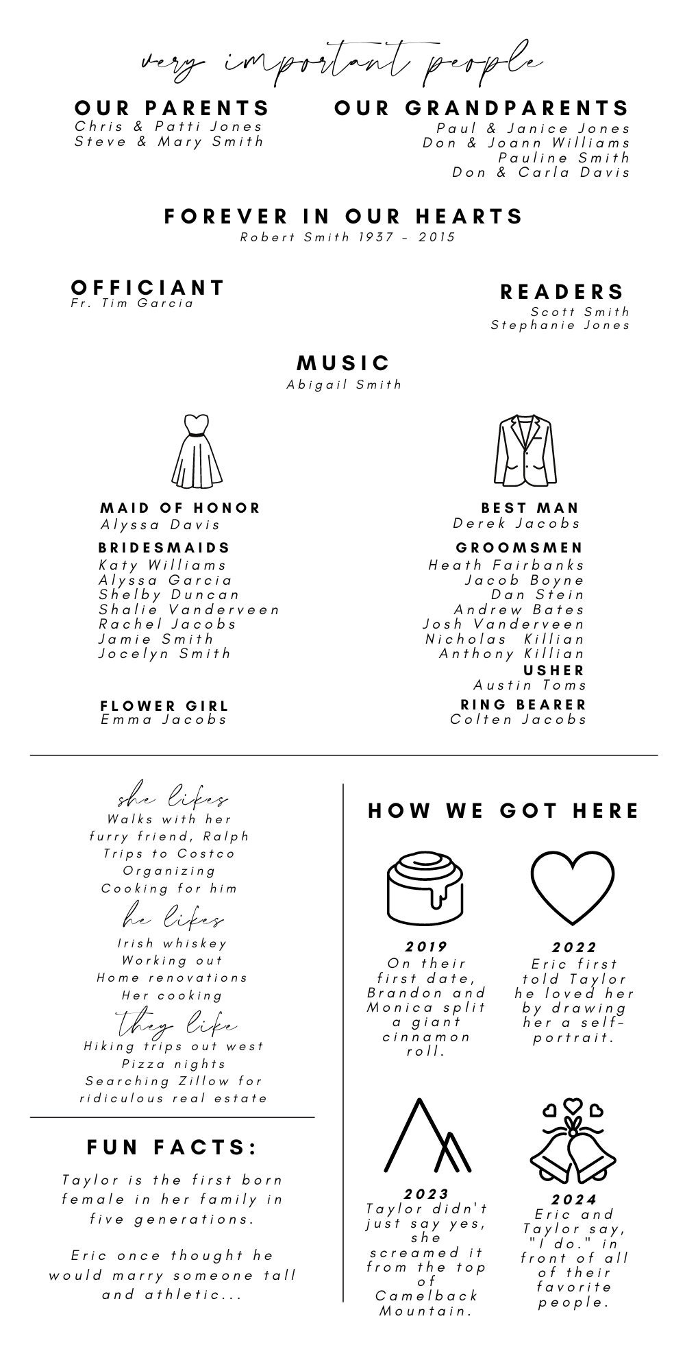 Infographic Wedding Program Template, INSTANT DOWNLOAD, Custom Wedding ...