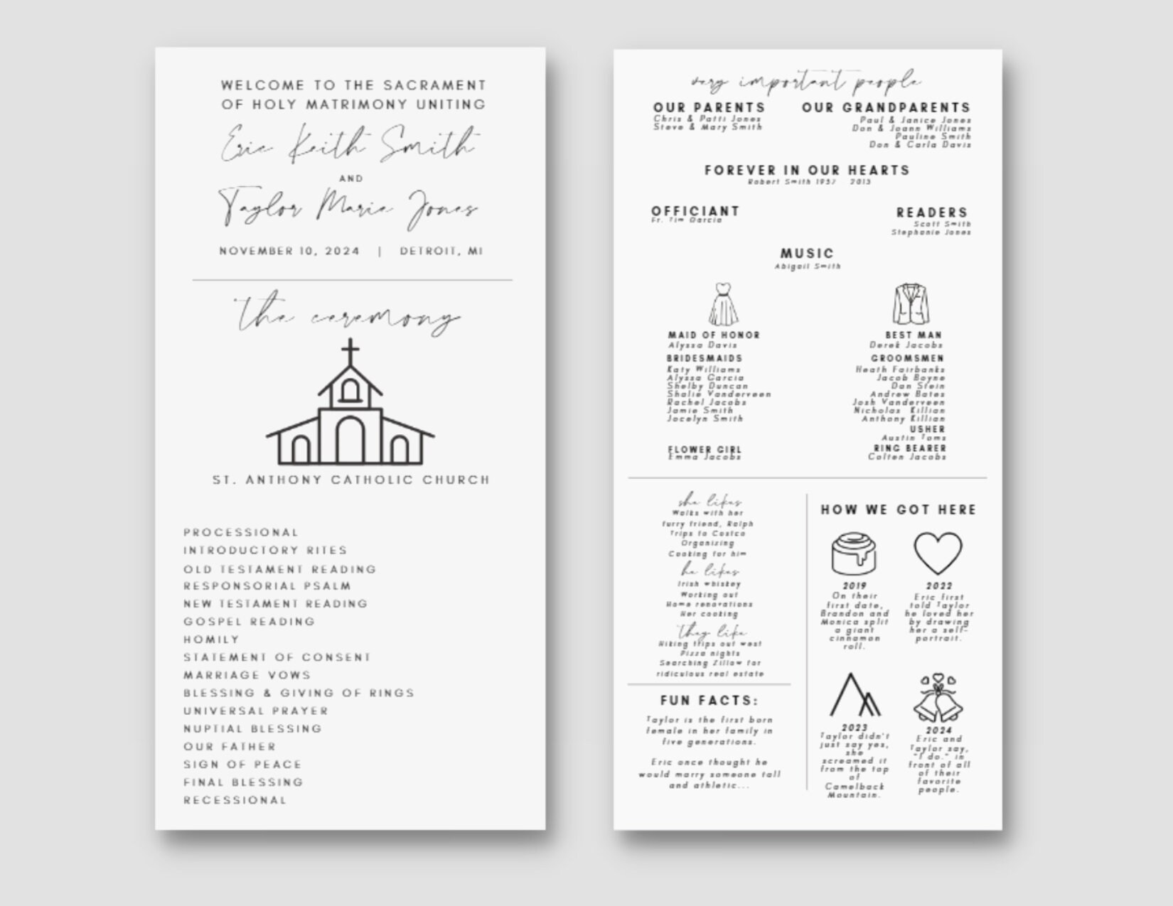 Infographic Wedding Program Template, INSTANT DOWNLOAD, Custom Wedding ...