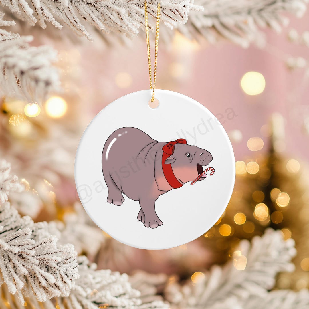 Moo Deng Ornament, Moo Deng Christmas, Moo Deng, Ornament, Hippo ...