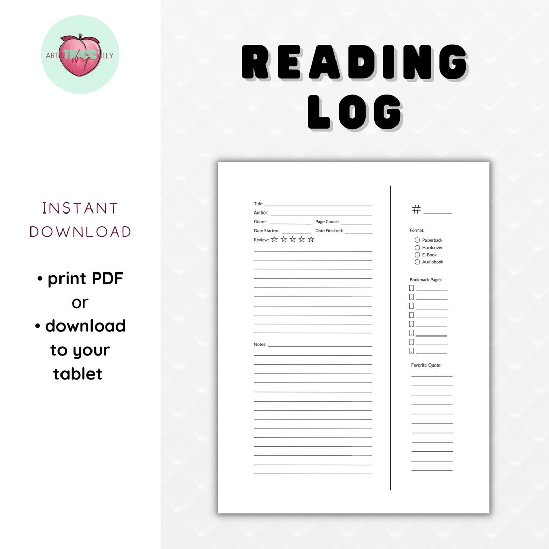 Reading Log, Bookworm, Booktok, Book Lover, Good Notes, Instant ...