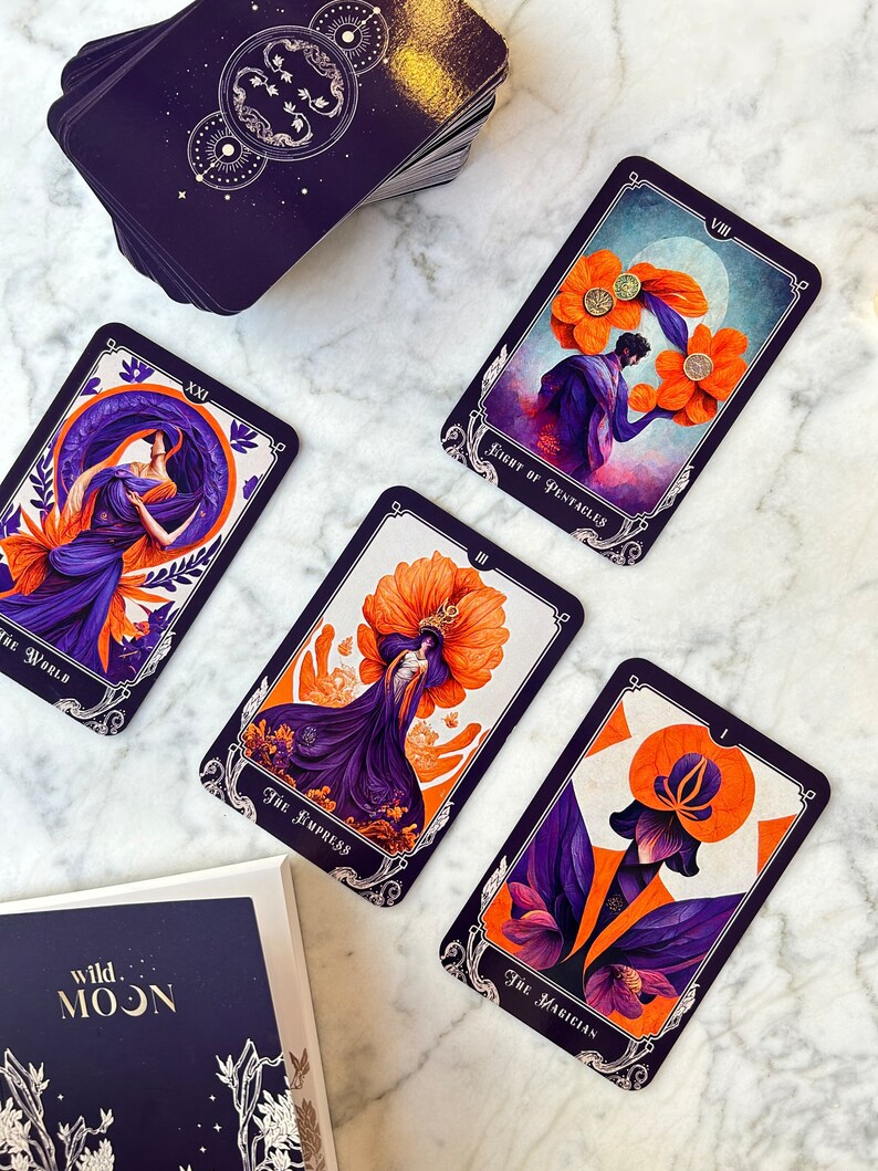 Tarot Deck With Guidebook Oracle Deck Dark Purple Tarot - Etsy