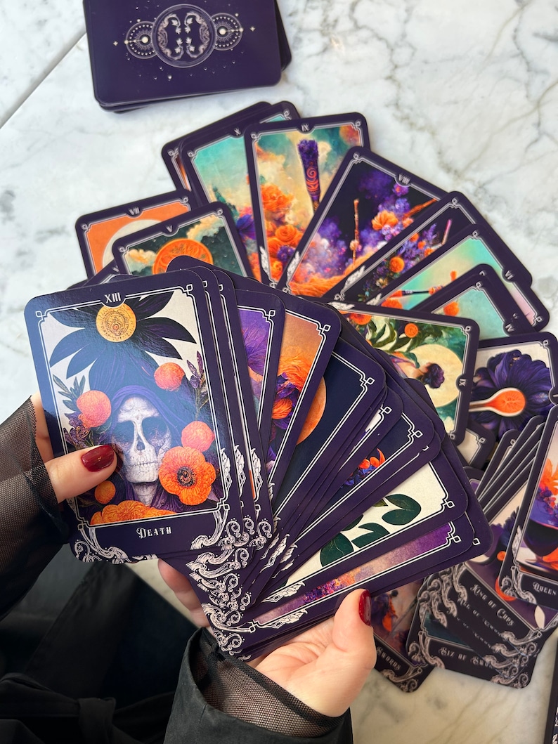Tarot Deck With Guidebook Oracle Deck Dark Purple Tarot - Etsy