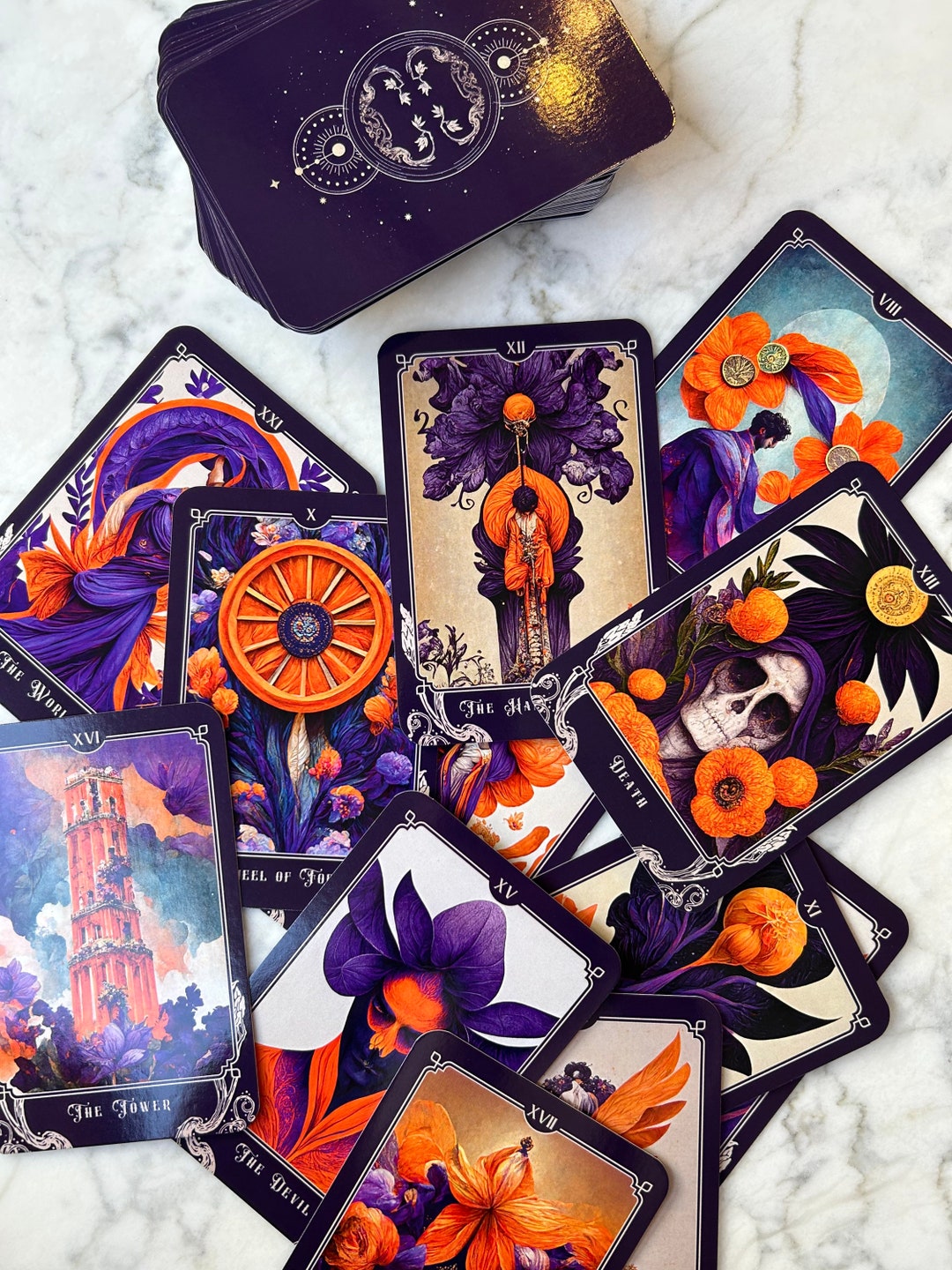 Tarot Deck With Guidebook, Oracle Deck, Dark Purple Tarot Deck, Tarot ...