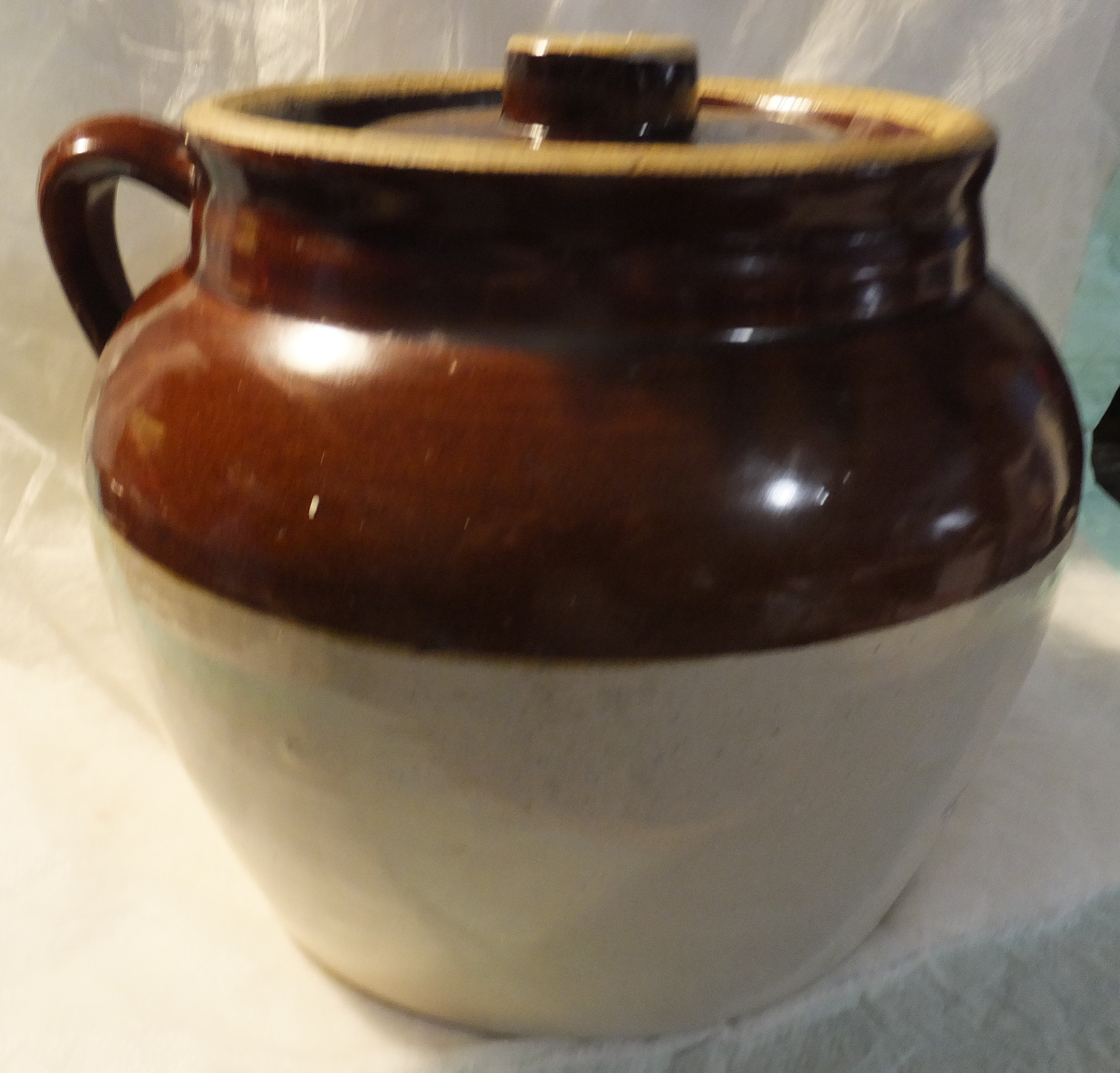 Vintage Blue Crown Stoneware Bean Pot - Etsy