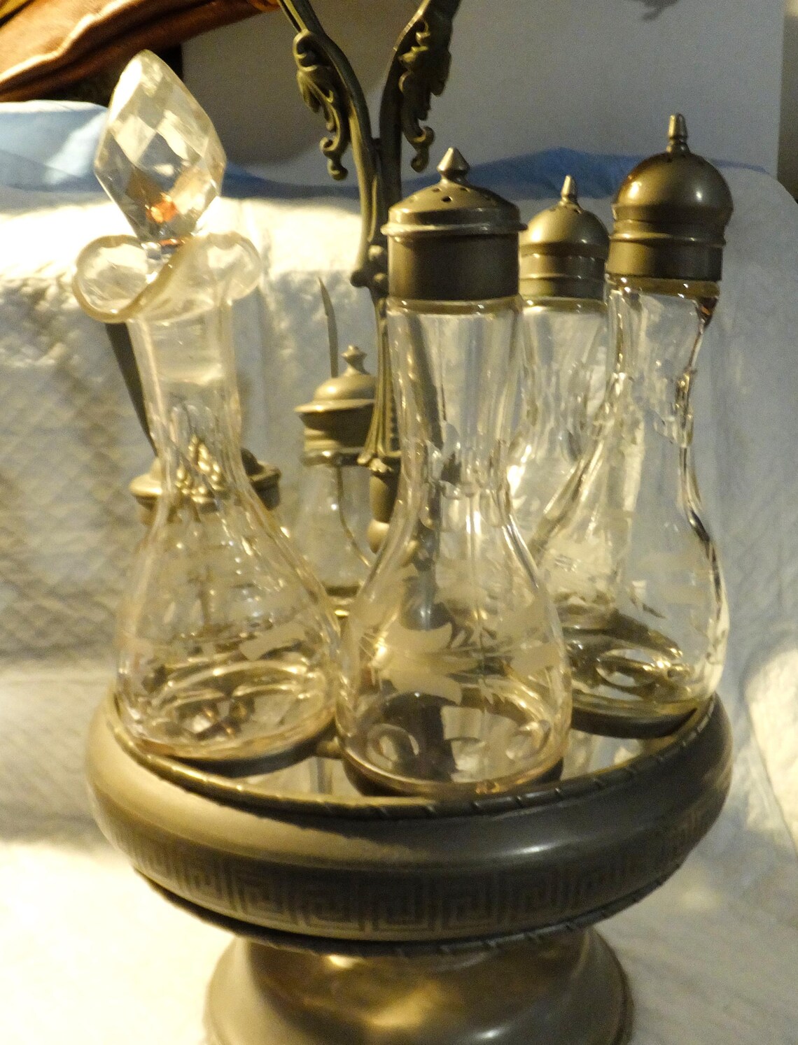 J F Curran Co Cruet Lazy Susan Set - Etsy