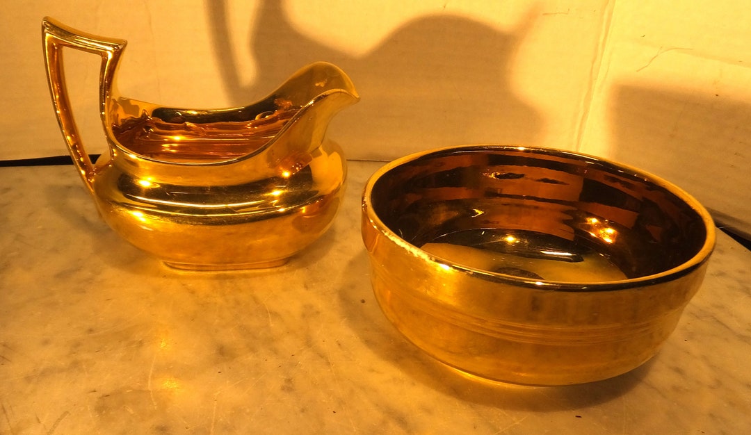 22kt Gold Sugar and Creamer - Etsy