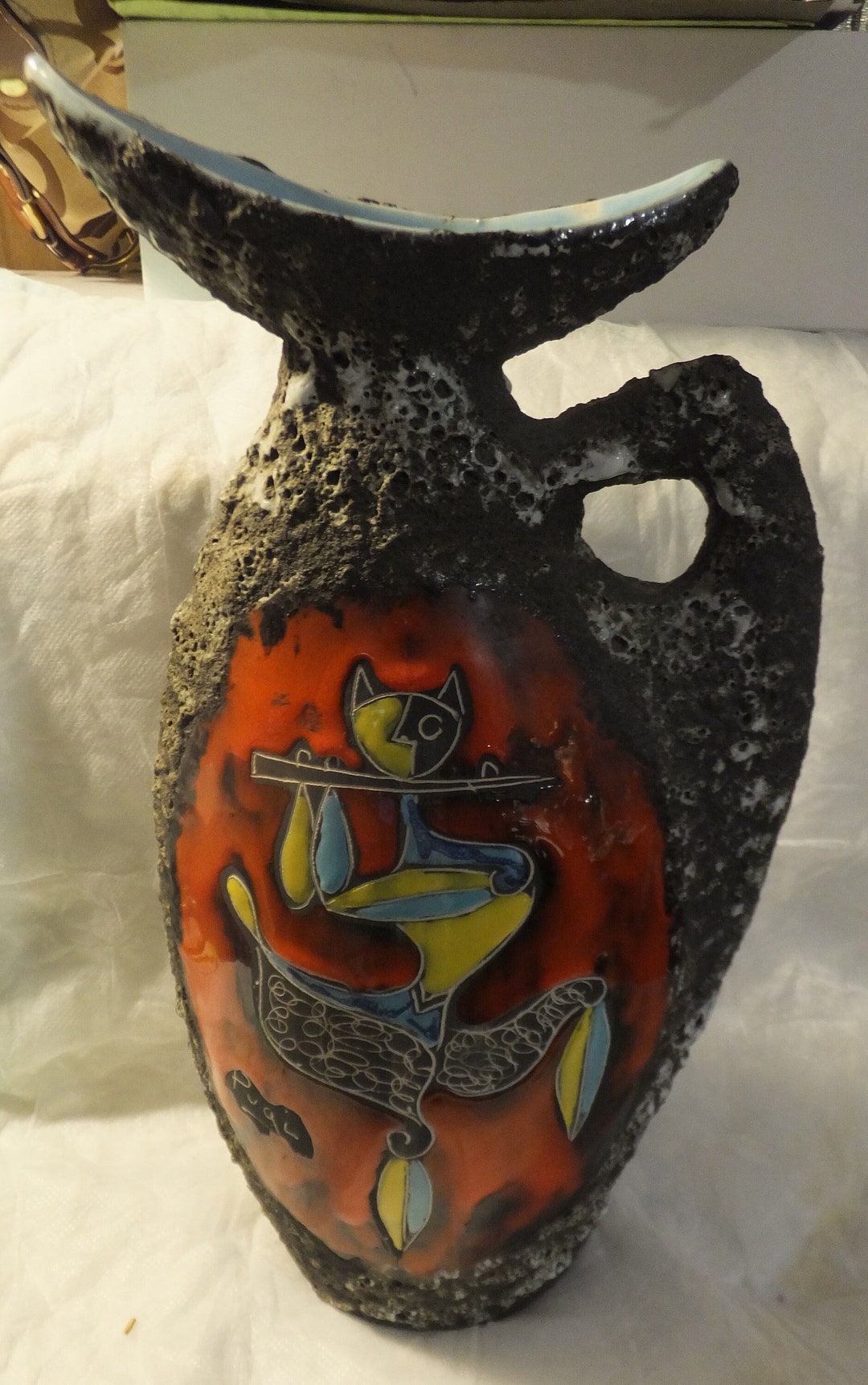 Vintage Enamel Art Pottery Vase - Etsy
