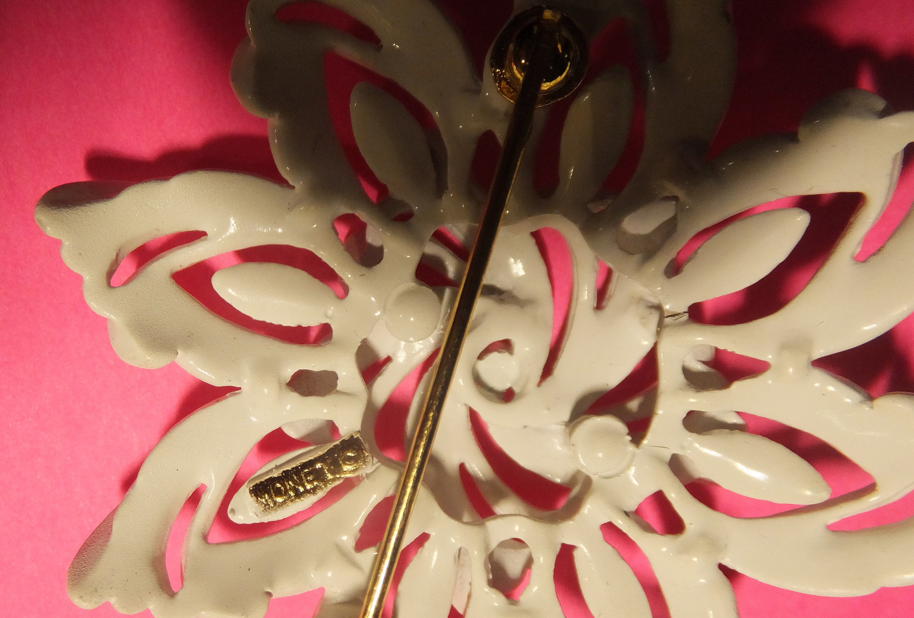 Monet Enamel White Pin - Etsy