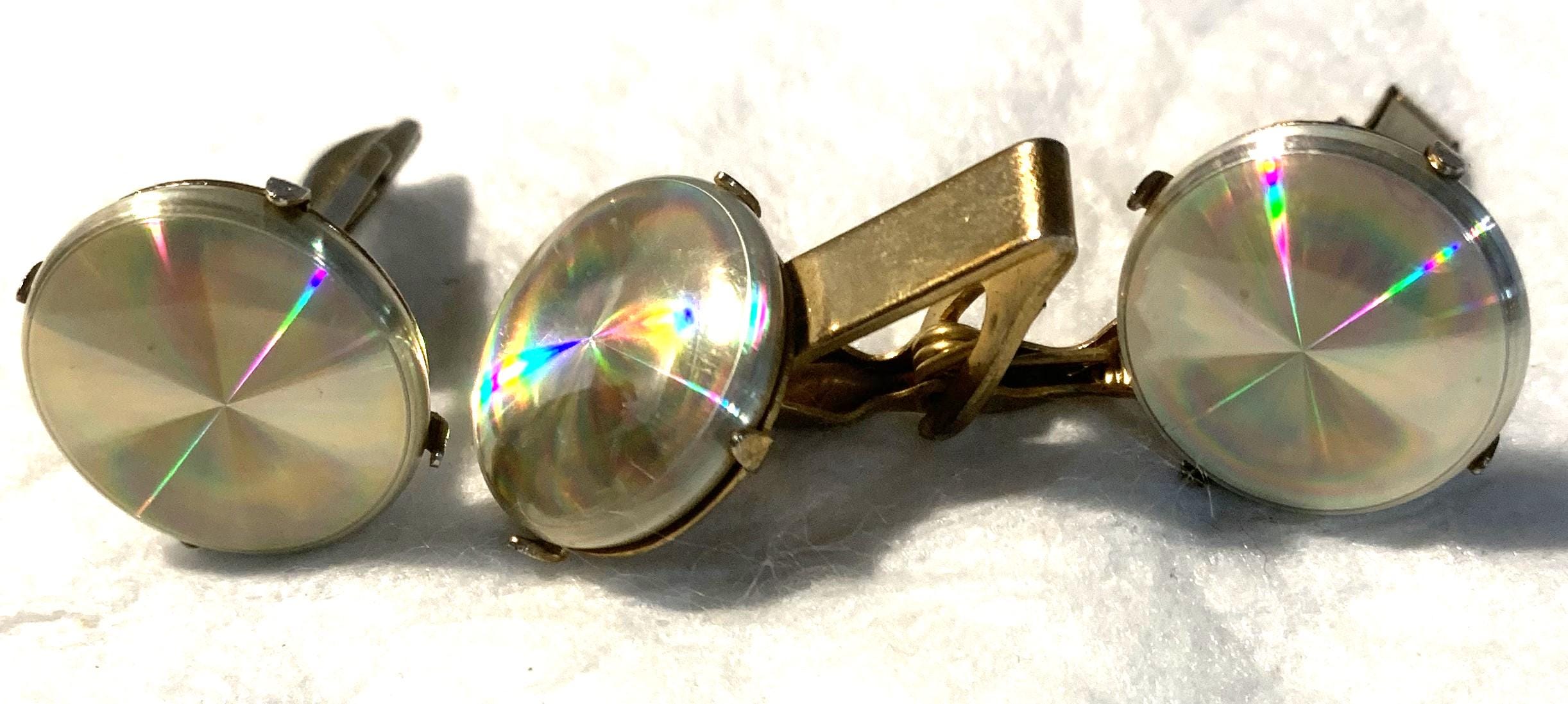 Holographic Cuff Links and Tie Clip. - Etsy