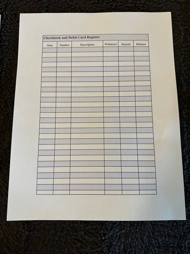 Registro de cheques y tarjetas de débito grandes imprimibles 8.5x11 ...