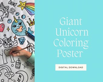 Giant Unicorn Coloring Page - Etsy