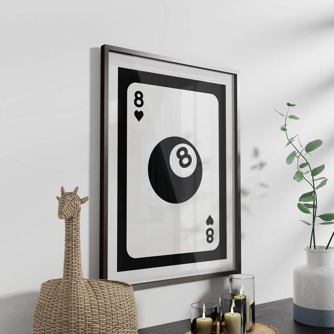 8 Ball Print Card Trendy Retro Poster Wall Art Eight Ball Poster Preppy ...