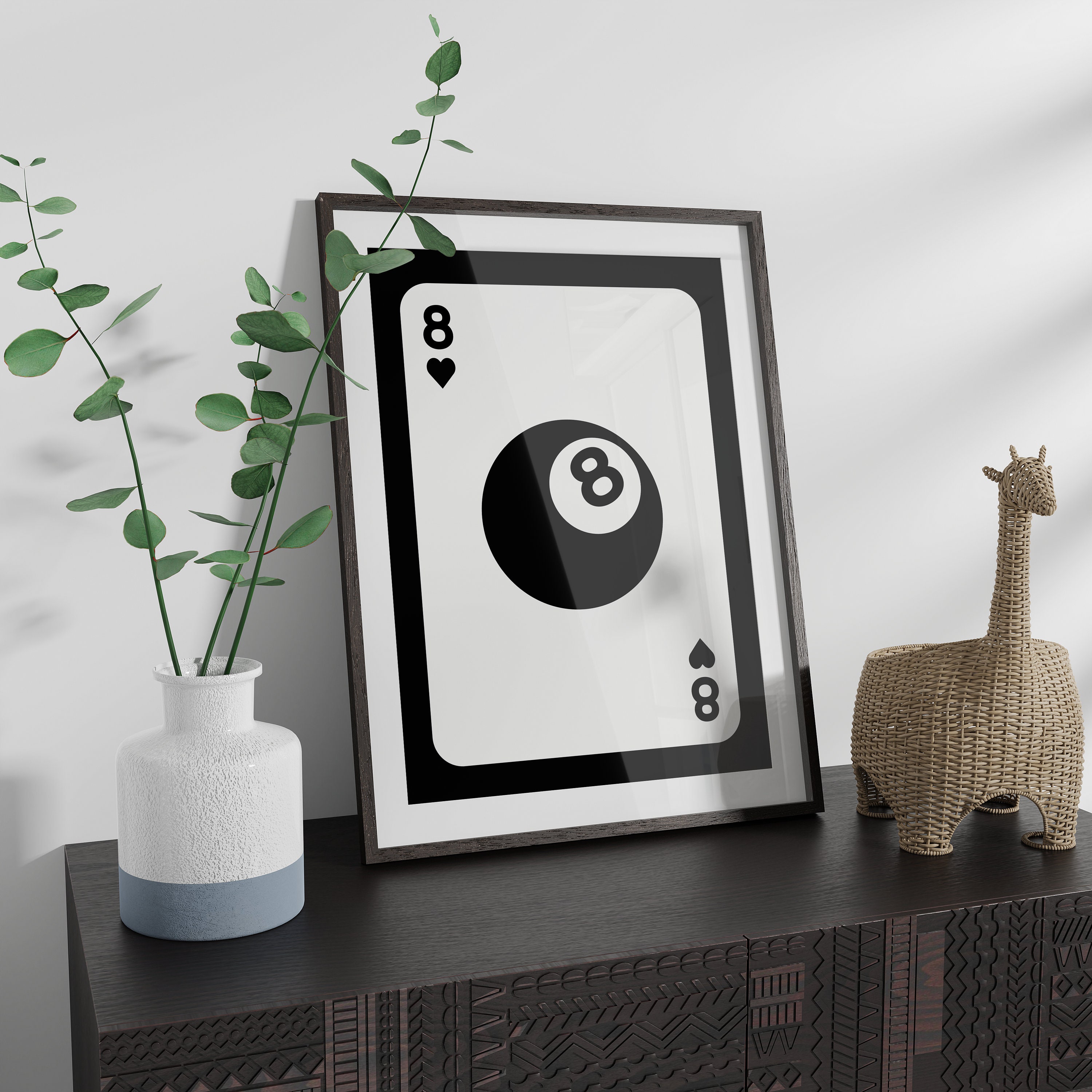 8 Ball Print Card Trendy Retro Poster Wall Art Eight Ball Poster Preppy ...